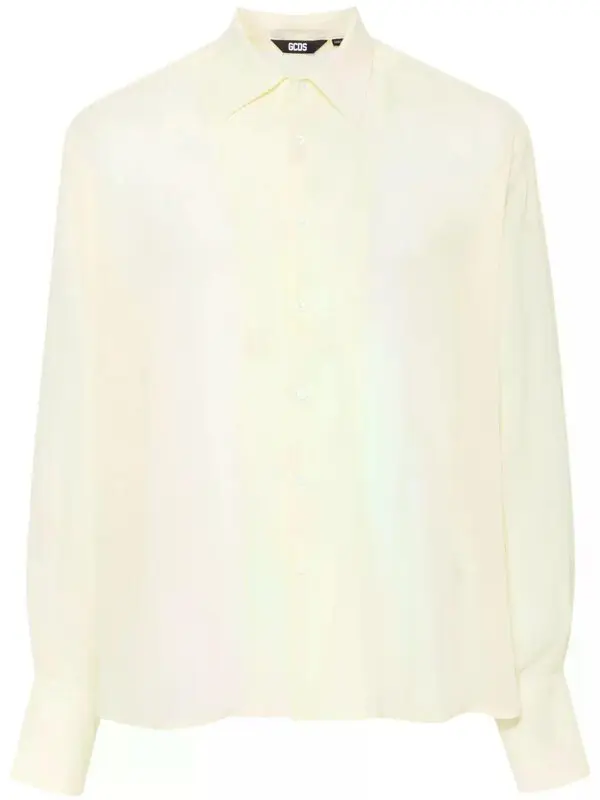 Gcds Logo-embroidered Georgette Shirt - Yellow