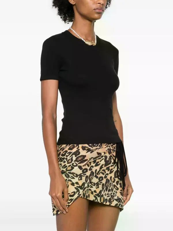 Nanushka Logo-embroidered Cropped Ribbed T-shirt - Black