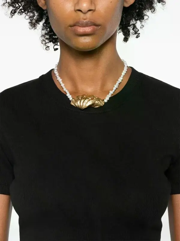 Nanushka Logo-embroidered Cropped Ribbed T-shirt - Black