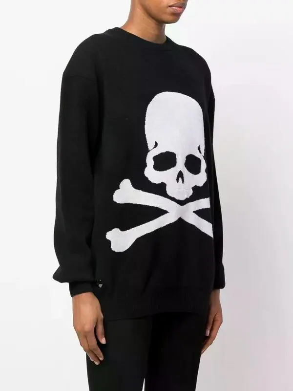 Philipp Plein Skull And Bones Intarsia Knit Jumper