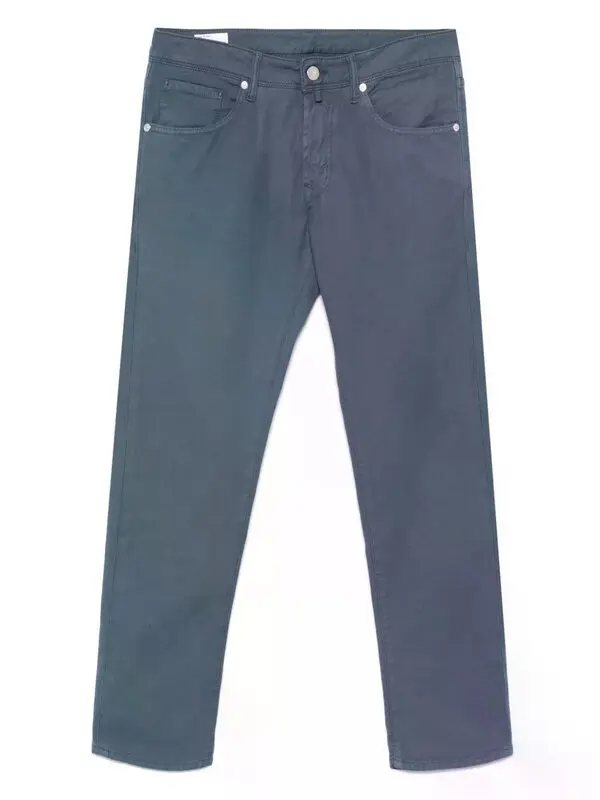 Incotex Logo Plaque Tapered Trousers - Blue