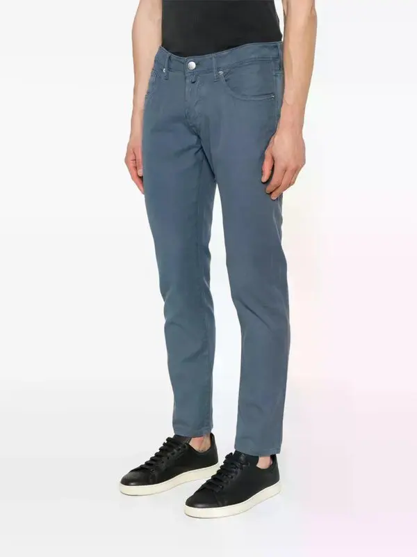 Incotex Logo Plaque Tapered Trousers - Blue