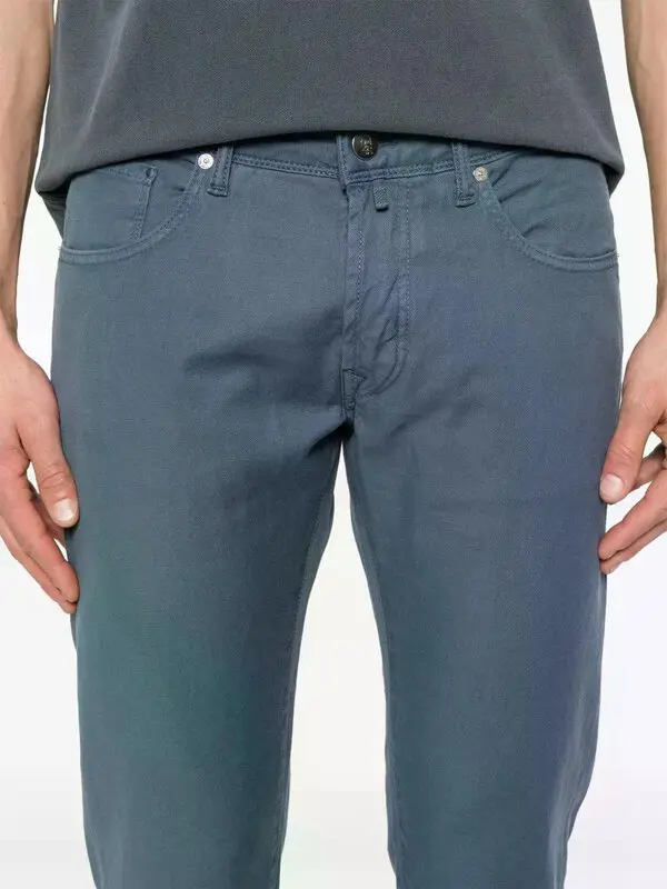 Incotex Logo Plaque Tapered Trousers - Blue