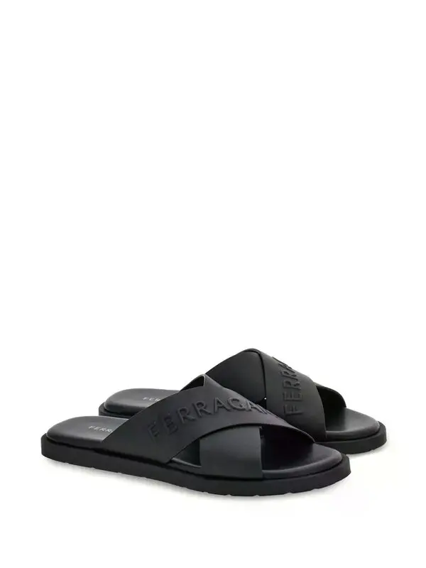 FERRAGAMO Crossover Strap Leather Sandals