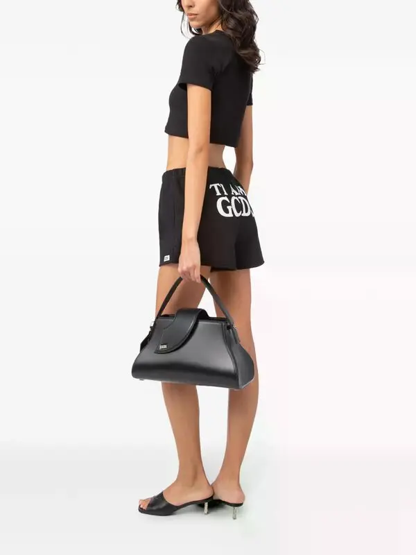 Gcds Cropped T-shirt With Embroidered Logo - Black
