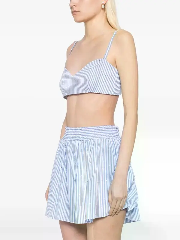 MACGRAW Striped Embellished Cotton Tank Top - Blue