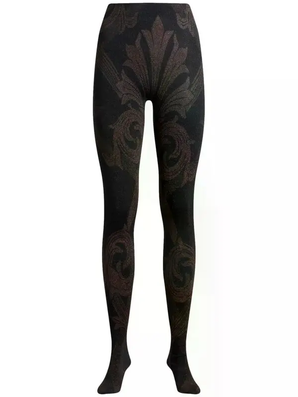 Etro X Wolford Metallic Jacquard Tights - Brown