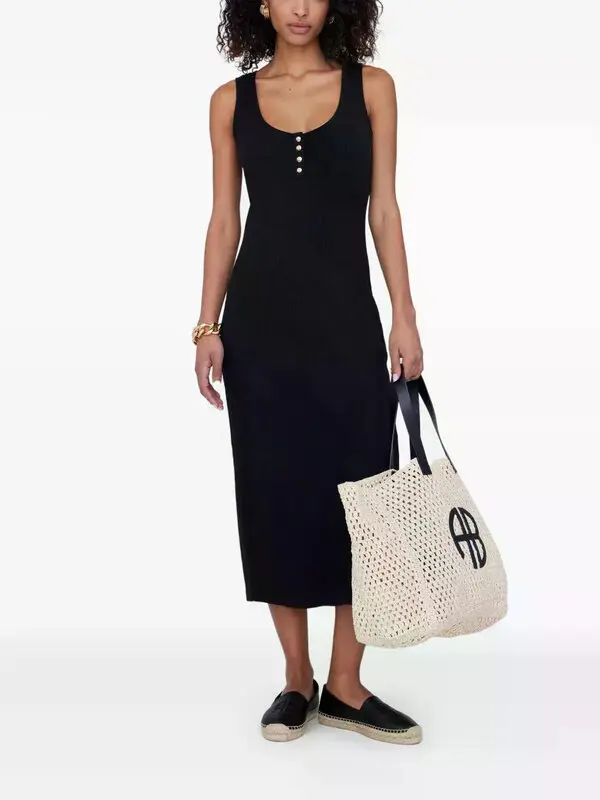 ANINE BING Alessia Dress With Button Detailing And Rear Slit - Black