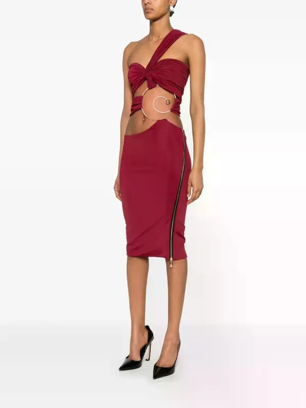 MITILIANE COUTURE Cut-out Detail Knotted Midi Dress