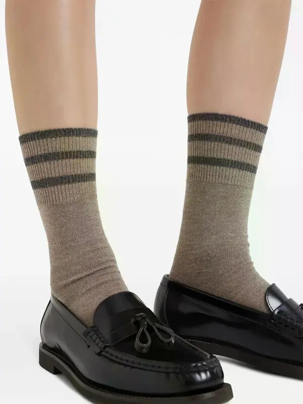 Brunello Cucinelli Stripe-detailing Socks - Brown
