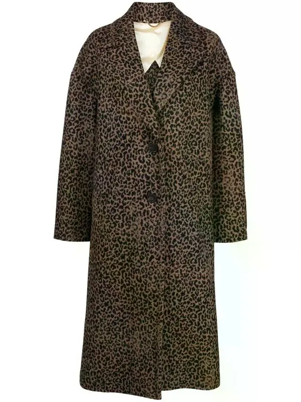 GOLDEN GOOSE Leopard-print Wool Blend Coat - Black