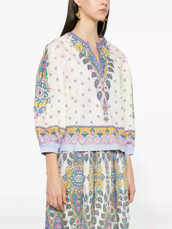 Etro Paisley Print V-neck Blouse - White