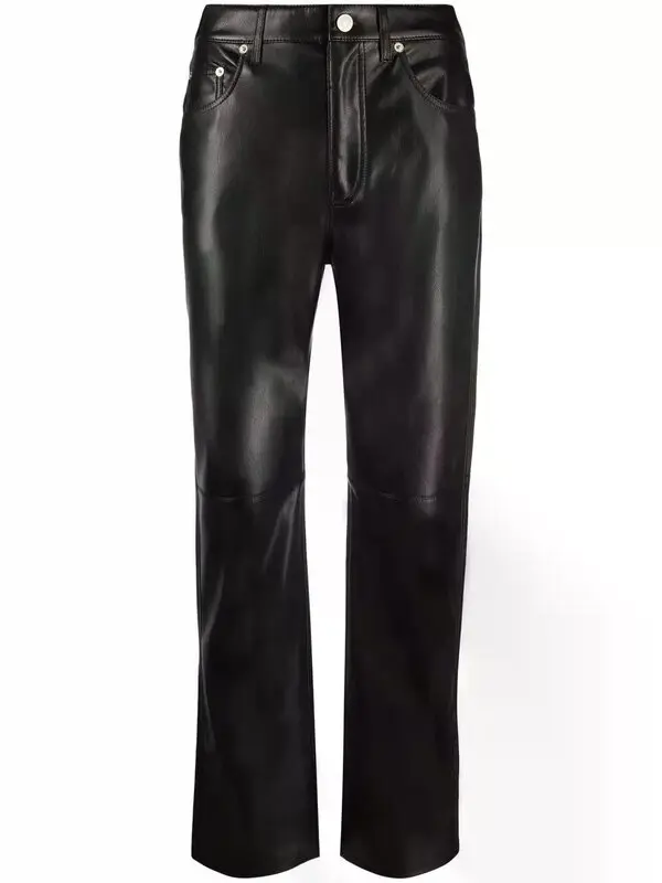Nanushka Faux-leather Cropped Straight-leg Trousers - Black
