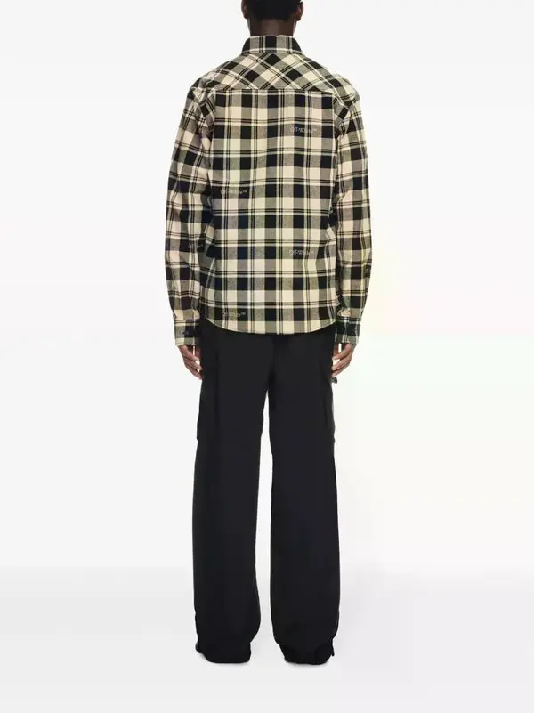 Off-White Plaid Flannel Shirt