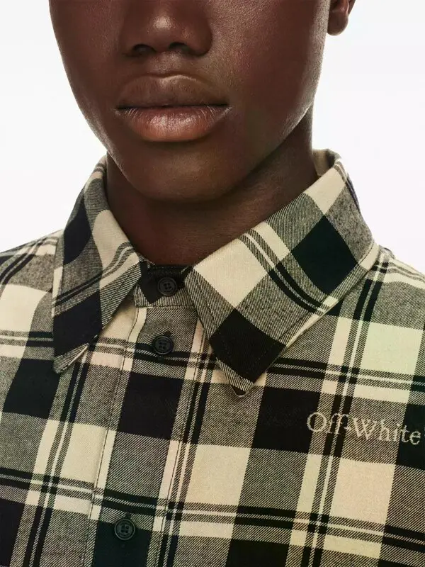 Off-White Plaid Flannel Shirt