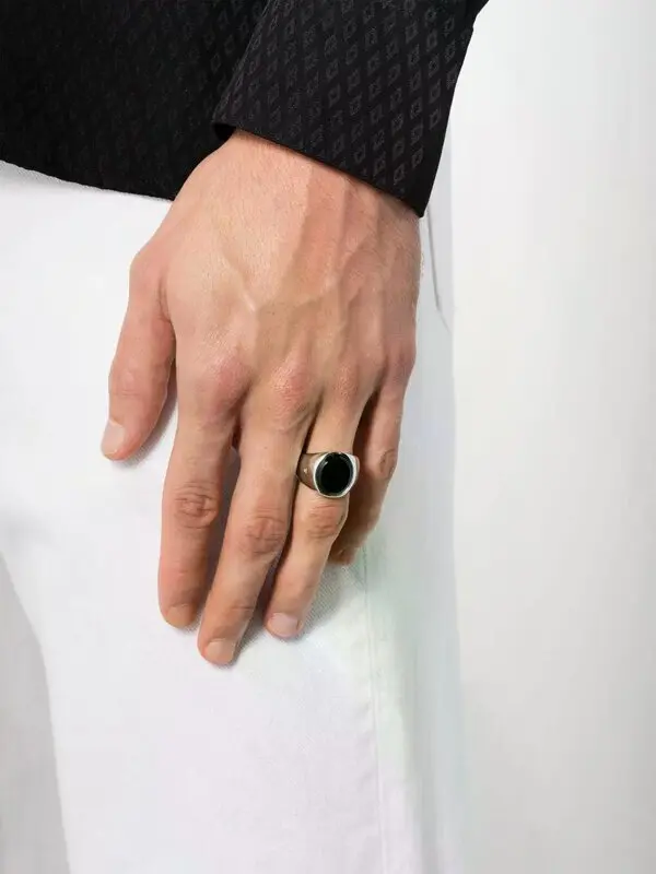 Tom Wood Oval Polished Onyx Sterling Ring - Silver