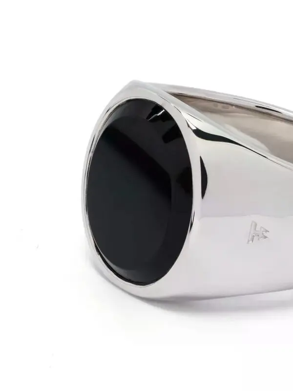 Tom Wood Oval Polished Onyx Sterling Ring - Silver