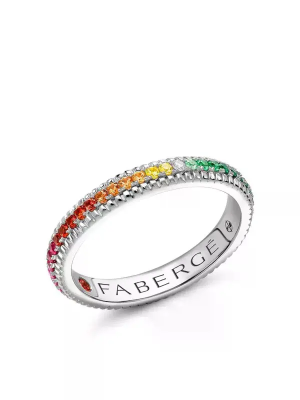 Faberge 18kt White Gold Colour Of Love Multi-stone Ring - Silver