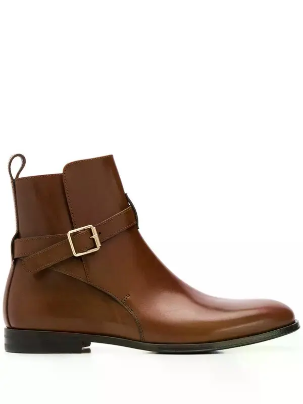 SCAROSSO Lara Buckled Ankle Boots - Brown
