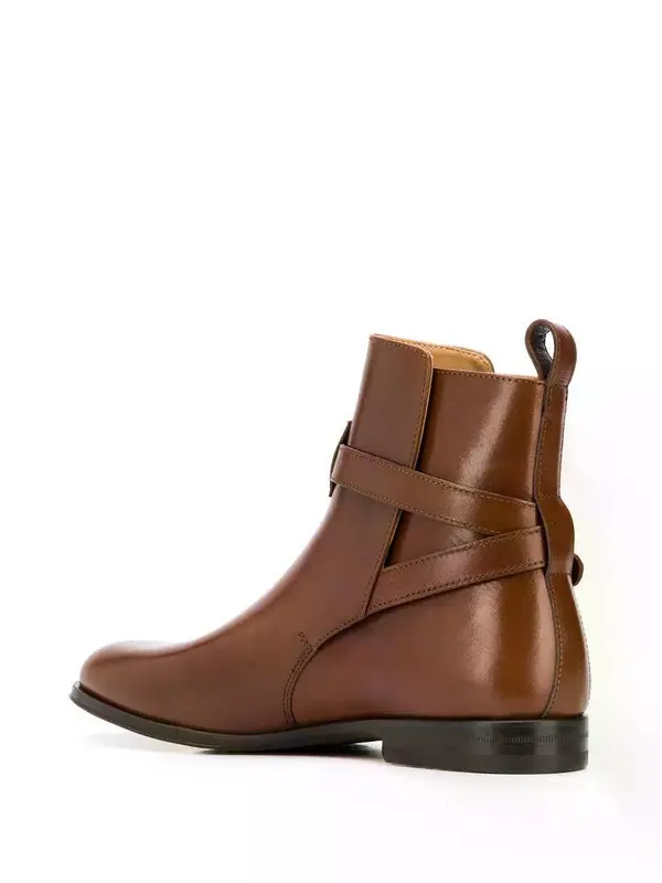 SCAROSSO Lara Buckled Ankle Boots - Brown
