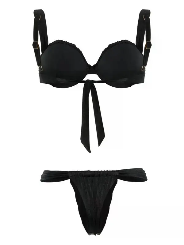 NOIRE SWIMWEAR Ruched Balconette Bikini Set - Black