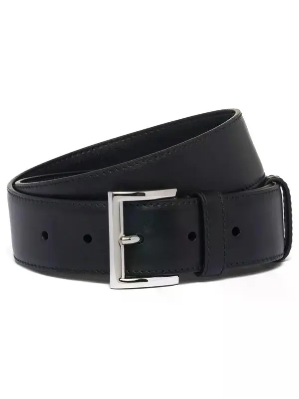 Prada Leather Belt With Triangle Logo - Black