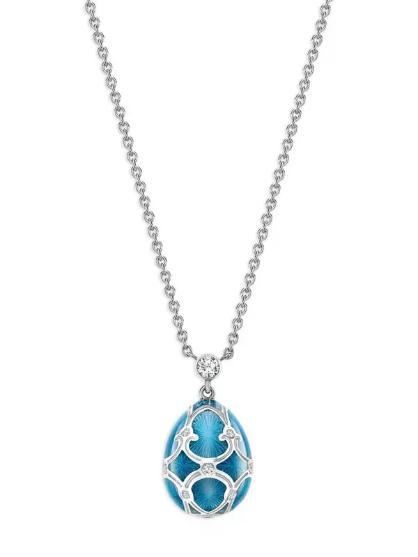 Faberge 18kt White Gold Heritage Petite Egg Diamond Necklace