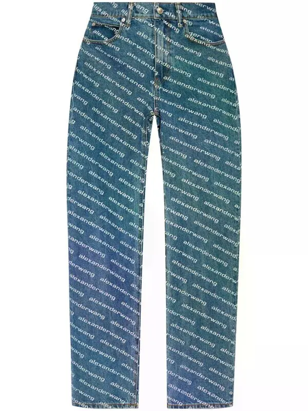 Alexander Wang Logo Print Sequined Mid-rise Straight Leg Trousers