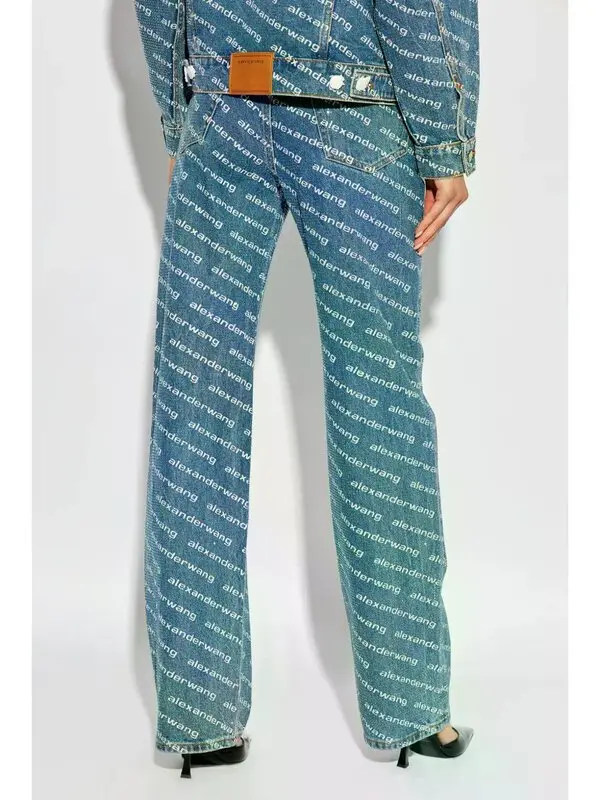 Alexander Wang Logo Print Sequined Mid-rise Straight Leg Trousers