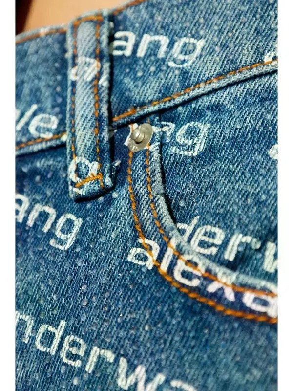 Alexander Wang Logo Print Sequined Mid-rise Straight Leg Trousers