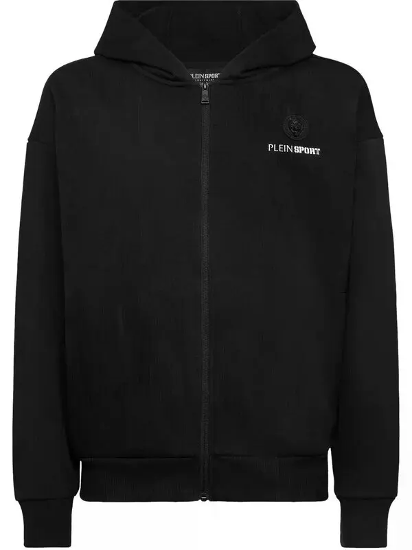 PLEIN SPORT Zip Through Hoodie With Chest And Rear Logo