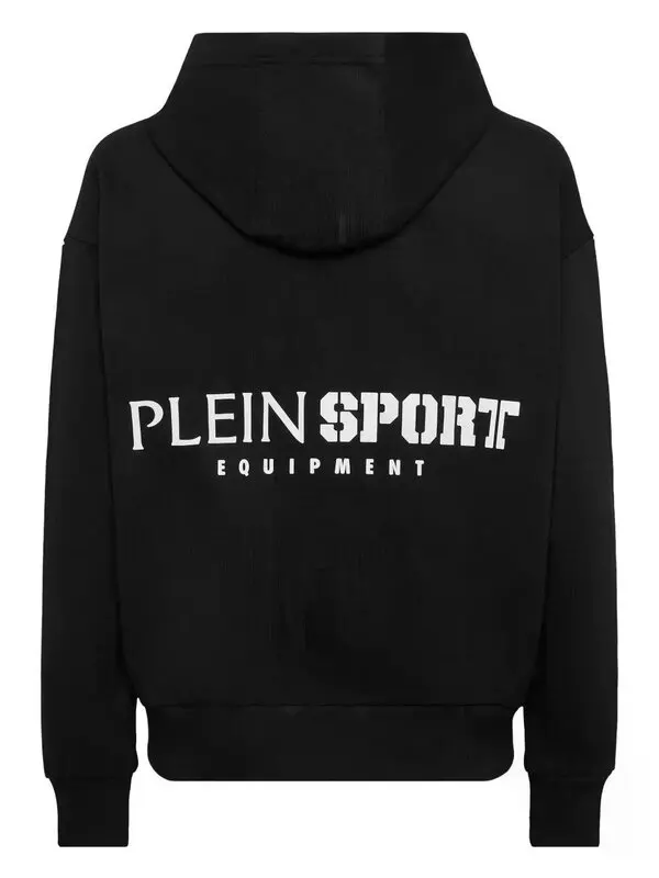 PLEIN SPORT Zip Through Hoodie With Chest And Rear Logo