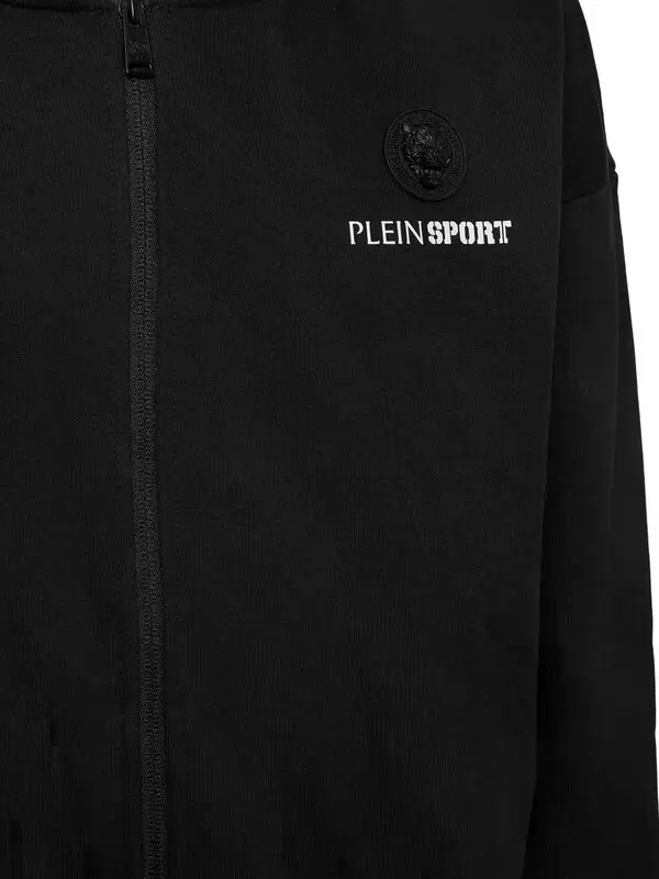 PLEIN SPORT Zip Through Hoodie With Chest And Rear Logo
