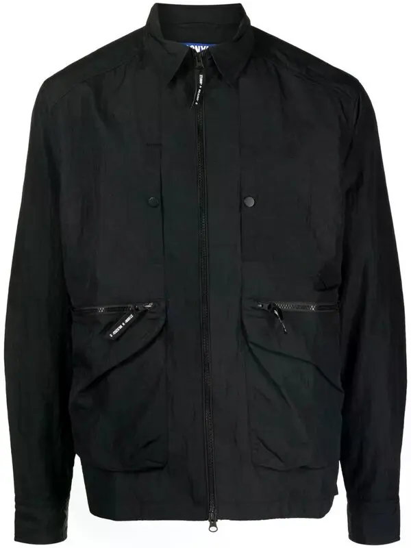 SPOONYARD Classic-collar Lightweight Shirt Jacket - Black