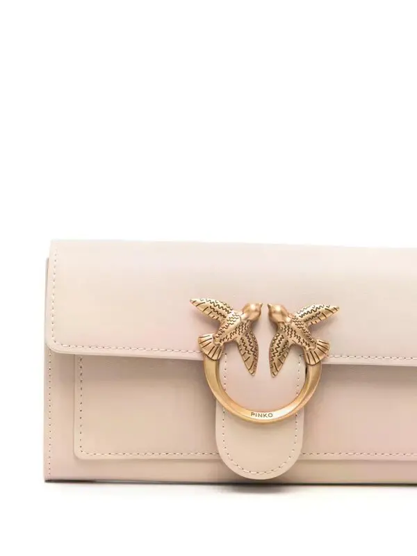 Pinko Love Bag One Wallet Simply In Leather With Love Birds Diamond Cut Buckle