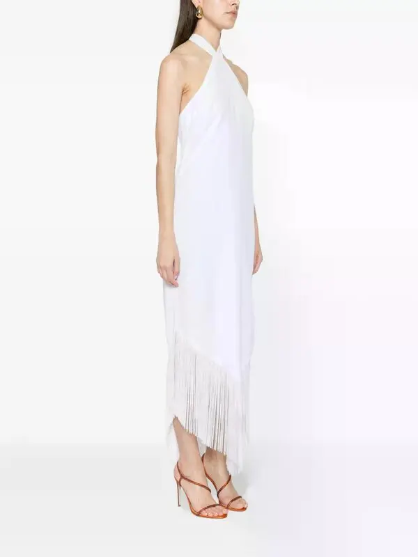 TALLER MARMO Halterneck Fringed Maxi Dress - White