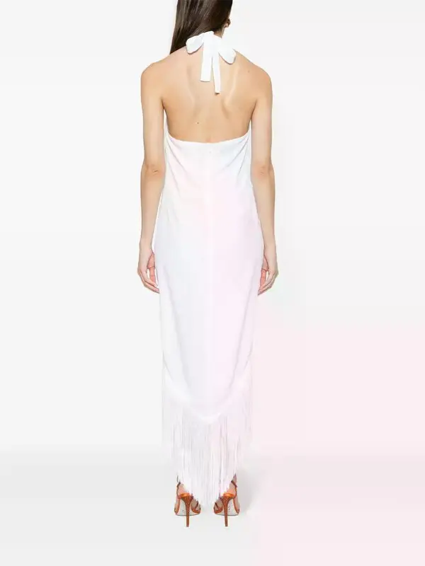 TALLER MARMO Halterneck Fringed Maxi Dress - White