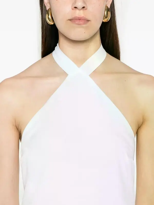 TALLER MARMO Halterneck Fringed Maxi Dress - White