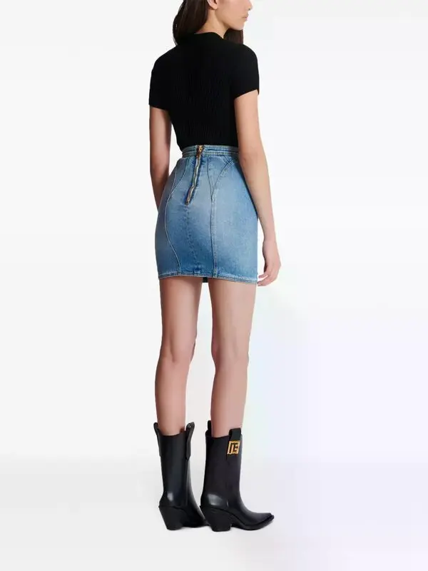 Balmain Button-embellishment Denim Mini Skirt