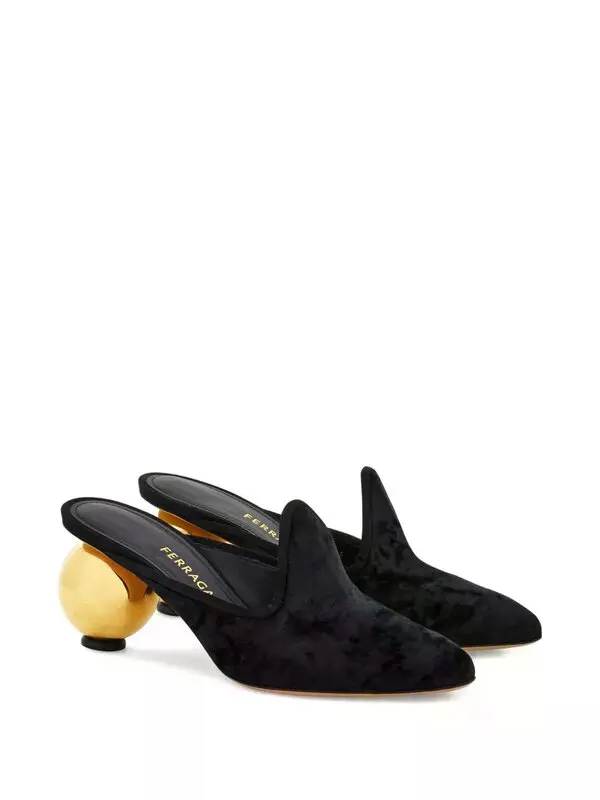FERRAGAMO Sculptural Heel Leather Mules