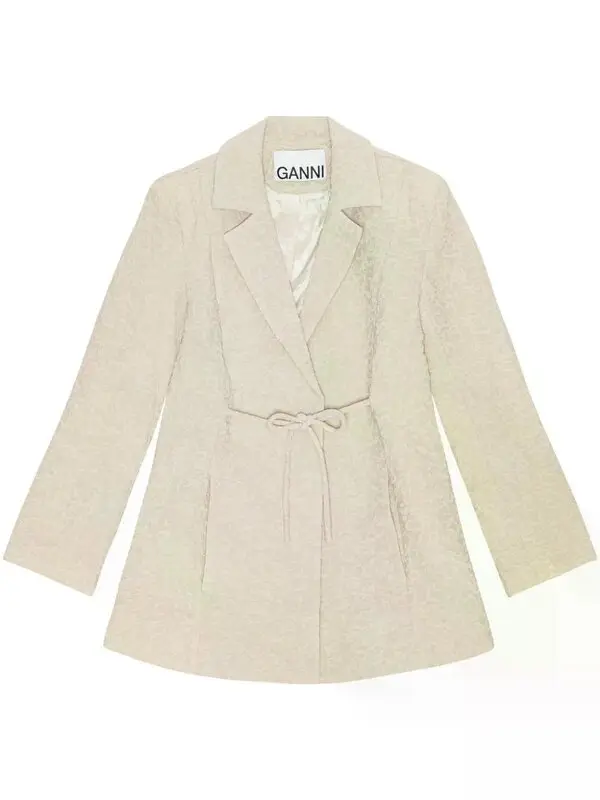 GANNI Tie-fastening Textured Blazer
