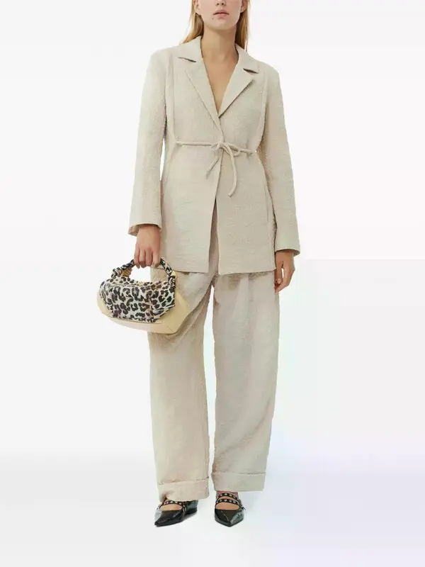 GANNI Tie-fastening Textured Blazer
