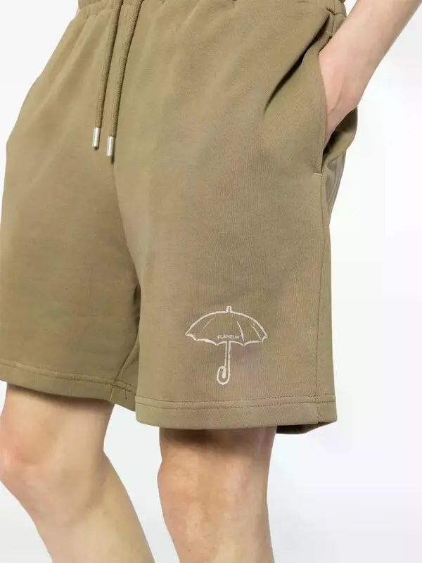 FLANEUR Logo Detail Cotton Shorts