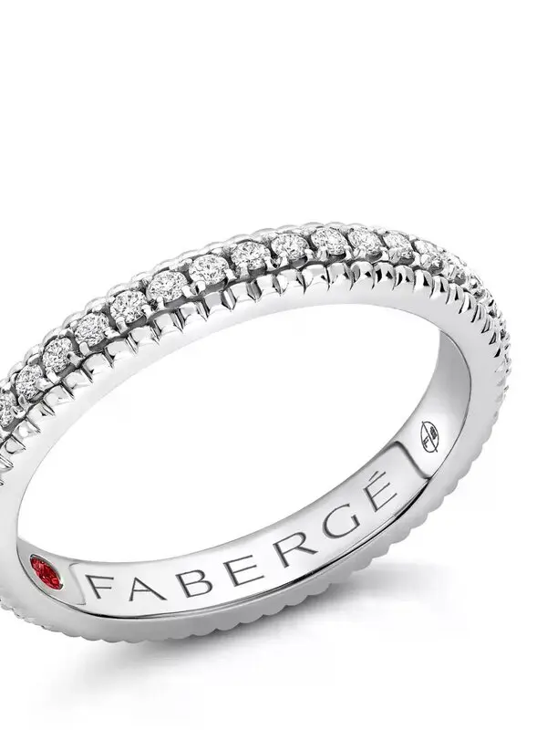 Faberge 18kt White Gold Diamond And Ruby Eternity Ring - Silver