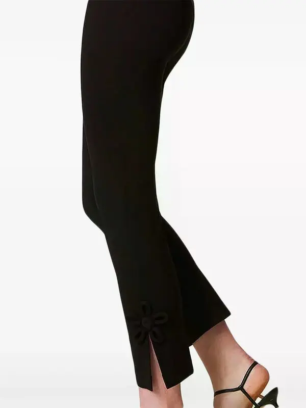 TWINSET Floral Appliqué Cropped Trousers