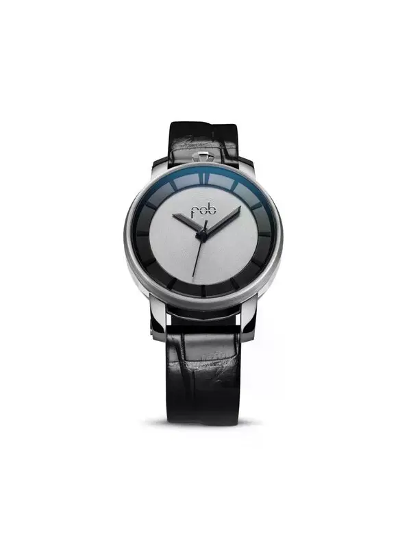 FOB PARIS Automatic Movement Watch With Leather Strap - Silver