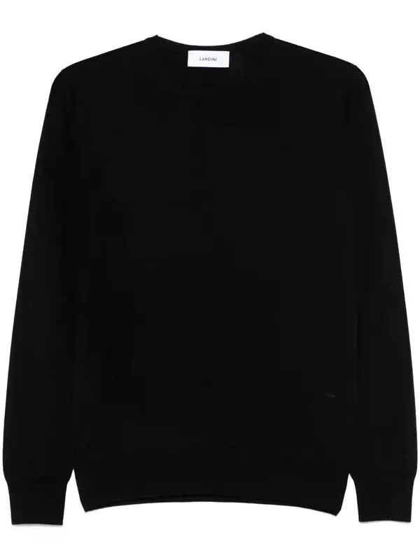 LARDINI Fine-knit Crew Neck Sweater - Black