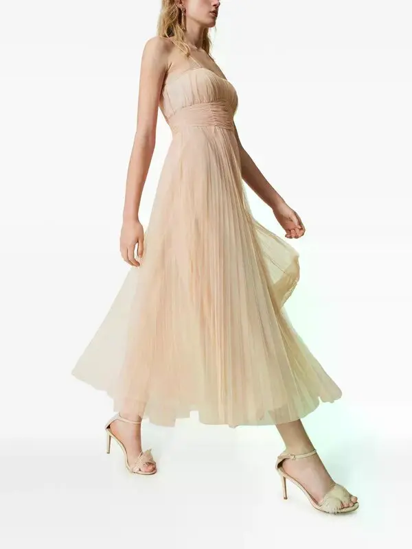 TWINSET Pleated Tulle Midi Dress