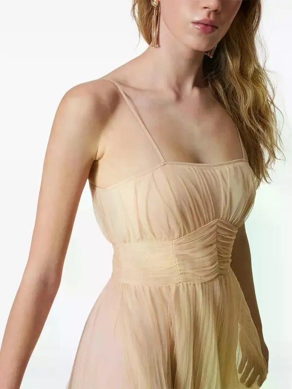 TWINSET Pleated Tulle Midi Dress