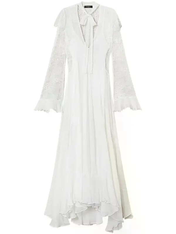 TWINSET Giglio Lace And Silk Maxi Dress - White